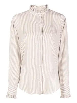 MARANT ETOILE Saoli Striped Cotton Shirt - Neutrals