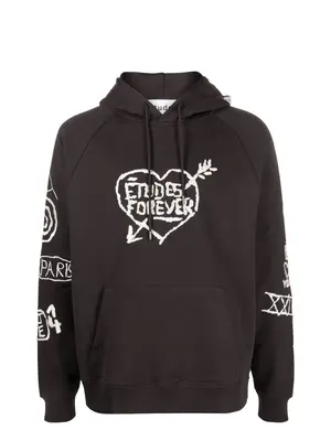 ÉTUDES STUDIO Graffiti-embroidery Organic Cotton Hoodie - Brown