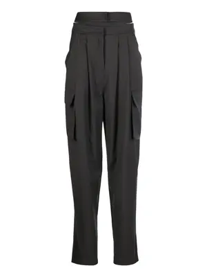 ANDREĀDAMO Pleated Cut-out Cargo Trousers - Grey