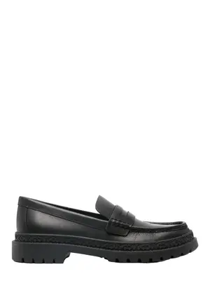COACH Penny-slot Leather Loafers - Black