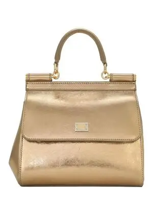 Dolce & Gabbana Sicily Metallic Leather Tote Bag - Gold