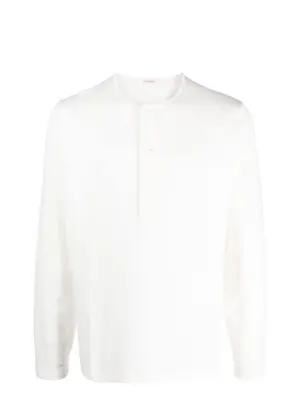 FURSAC Button-up Cotton Sweatshirt - White
