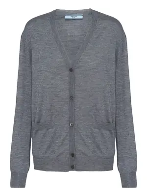Prada V-neck Wool-cashmere Cardigan - Grey