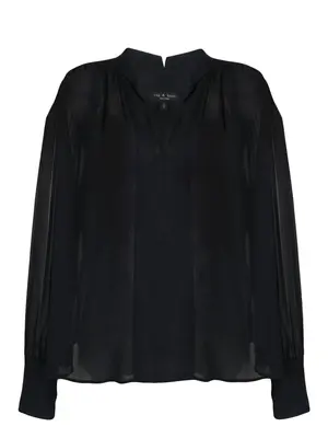 Rag & Bone Split-neck Blouse - Blue