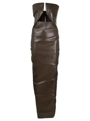 Rick Owens Prong Cracked Denim Gown - Brown