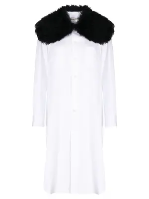 Comme Des Garçons Fur-collar Shirtdress - White