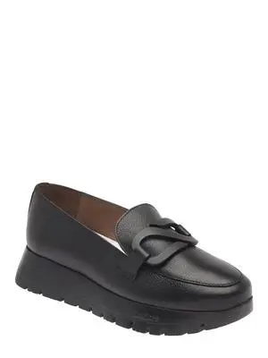 WONDERS Wonders Lug Sole Loafer Black Tumbled Leather