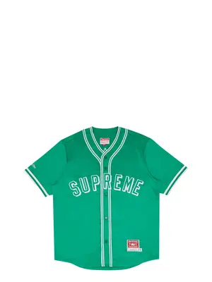 Supreme X Mitchell & Ness Satin Baseball Jersey - Green