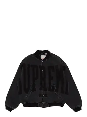 Supreme Washed Knockout Denim Varsity Jacket - Black