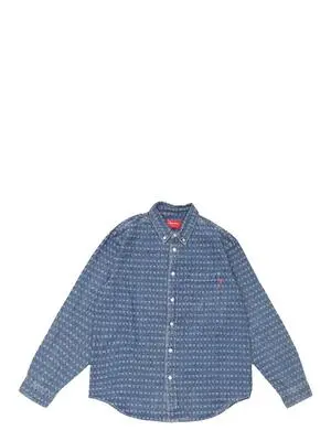 Supreme Jacquard Logos Denim Shirt - Blue