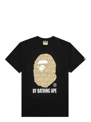 A BATHING APE Logo Monogram Bathing Ape Tee /beige - Black