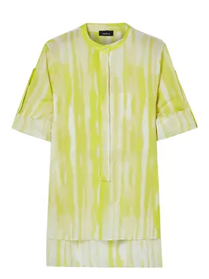 Akris Tie-dyed Cotton-voile Tunic - Chartreuse