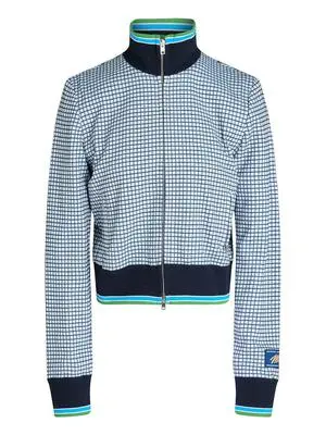 Marni Checked Jacquard-knit Track Jacket - Light Blue