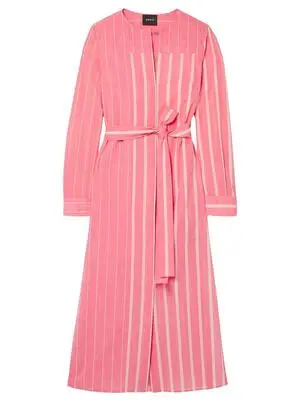 Akris Striped Cotton-voile Midi Shirt Dress - Bubblegum