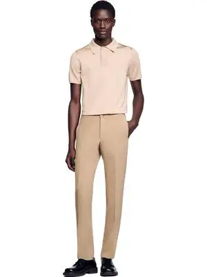 Sandro Straight-leg Technical Fabric Trousers - Beige
