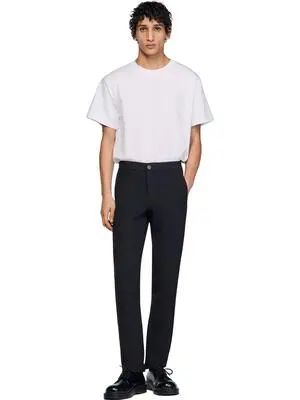 Sandro Straight-leg Technical Fabric Trousers - Black