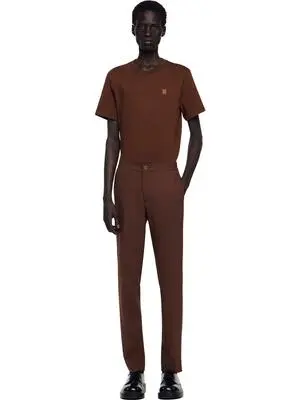 Sandro Straight-leg Technical Fabric Trousers - Cognac