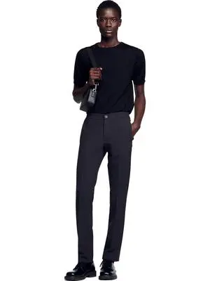 Sandro Straight-leg Technical Fabric Trousers - Dark Grey