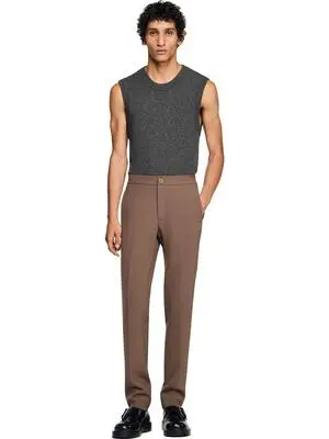 Sandro Straight-leg Technical Fabric Trousers - Light Taupe