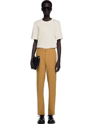 Sandro Straight-leg Technical Fabric Trousers - Nut
