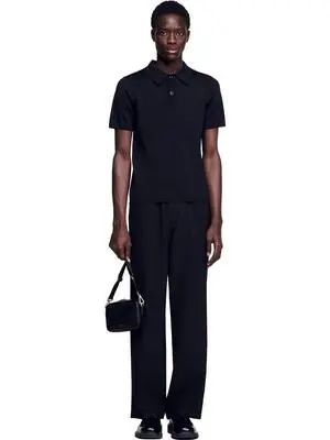 Sandro Short-sleeve Knitted Polo Shirt - Black