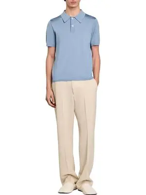 Sandro Short-sleeve Knitted Polo Shirt - Chambray