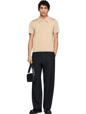 Sandro Short-sleeve Knitted Polo Shirt Oats