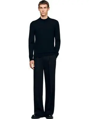 Sandro Wool Mock Neck Sweater - Black