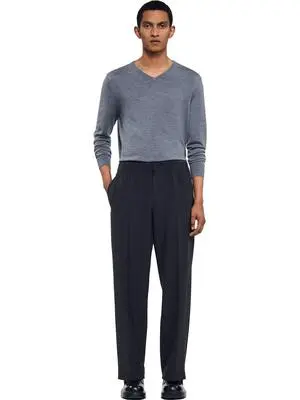 Sandro Wide-Leg Jersey Trousers Dark Grey