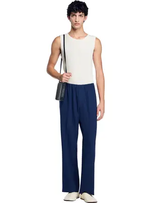 Sandro Wide-Leg Jersey Trousers Royal Blue
