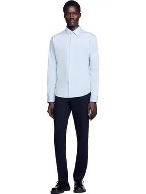 Sandro Fitted Stretch Cotton Shirt - Sky Blue