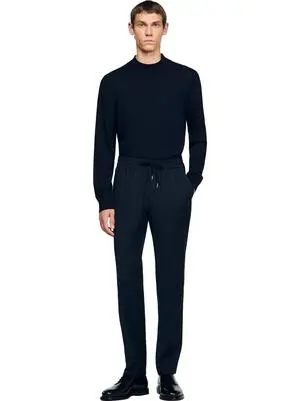 Sandro Straight-leg Trousers - Navy Blue