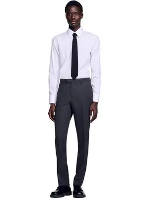 Sandro Wool Suit Trousers - Mocked Grey
