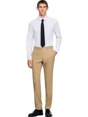 Sandro Wool Suit Trousers - Beige