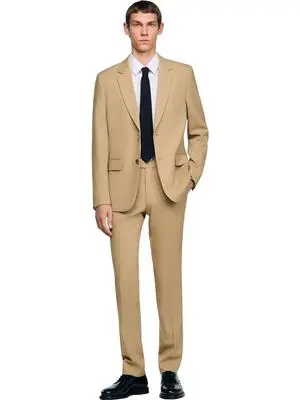 Sandro Wool Suit Jacket - Beige