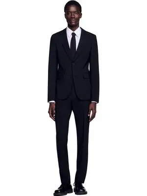 Sandro Virgin Wool Suit Jacket - Black