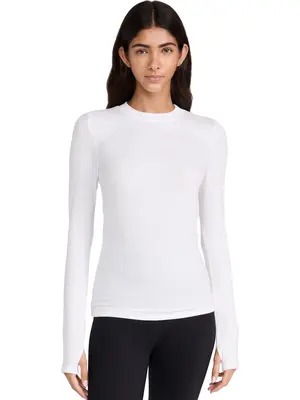 Splits59 Louise Ribbed Long-sleeve Tee - White