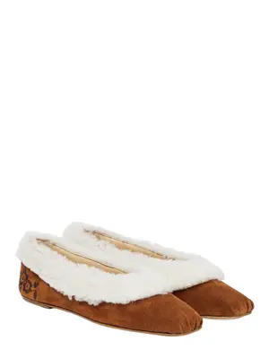 MAGDA BUTRYM Magda Butrym Embroidered Shearling Ballet Flats