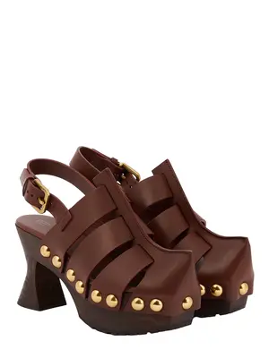 Etro Leather Clogs - Brown