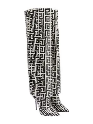 Balmain Ariel Monogram Knee-high Boots - Beige