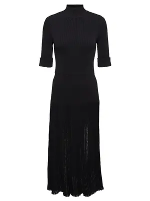 Dorothee Schumacher Plissé Knit Midi Dress - Black