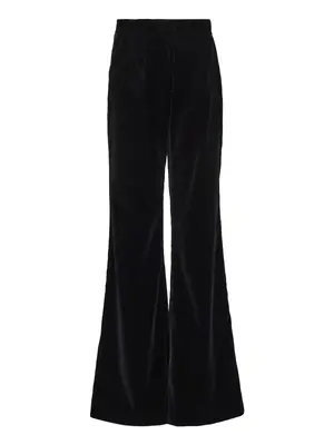 Costarellos Barine Cotton Velvet Straight Pants - Black