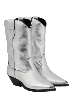 Isabel Marant Isabel Marant Duerto Metallic Leather Cowboy Boots Silver