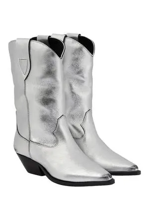 Isabel Marant Étoile Isabel Marant Duerto Metallic Leather Cowboy Boots Silver