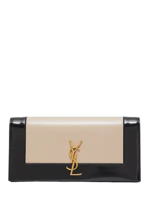 Saint Laurent Kate Clutch Bag - White Seal/nero