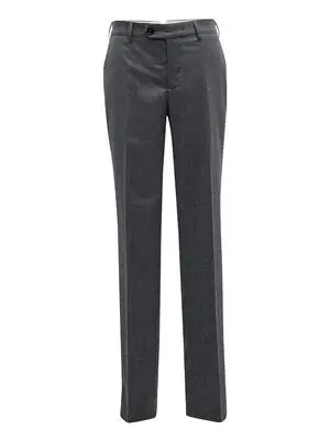 Brunello Cucinelli Light Flannel Flat-front Trousers - Medium Grey