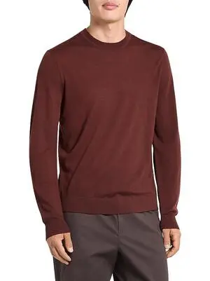 Theory Regal Merino Crewneck Sweater Deep Auburn