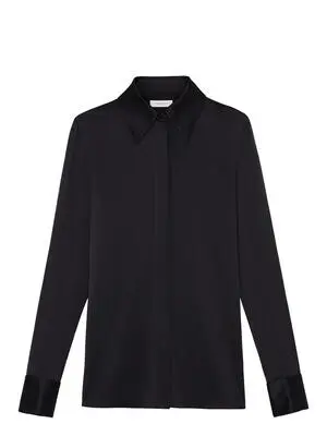 Lafayette 148 New York Silk Charmeuse Blouse - Black