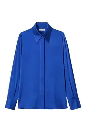 Lafayette 148 New York Lafayette 148 New York Silk Charmeuse Blouse Galaxy Blue