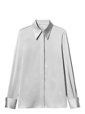 Lafayette 148 New York Lafayette 148 New York Silk Charmeuse Blouse Pale Grey